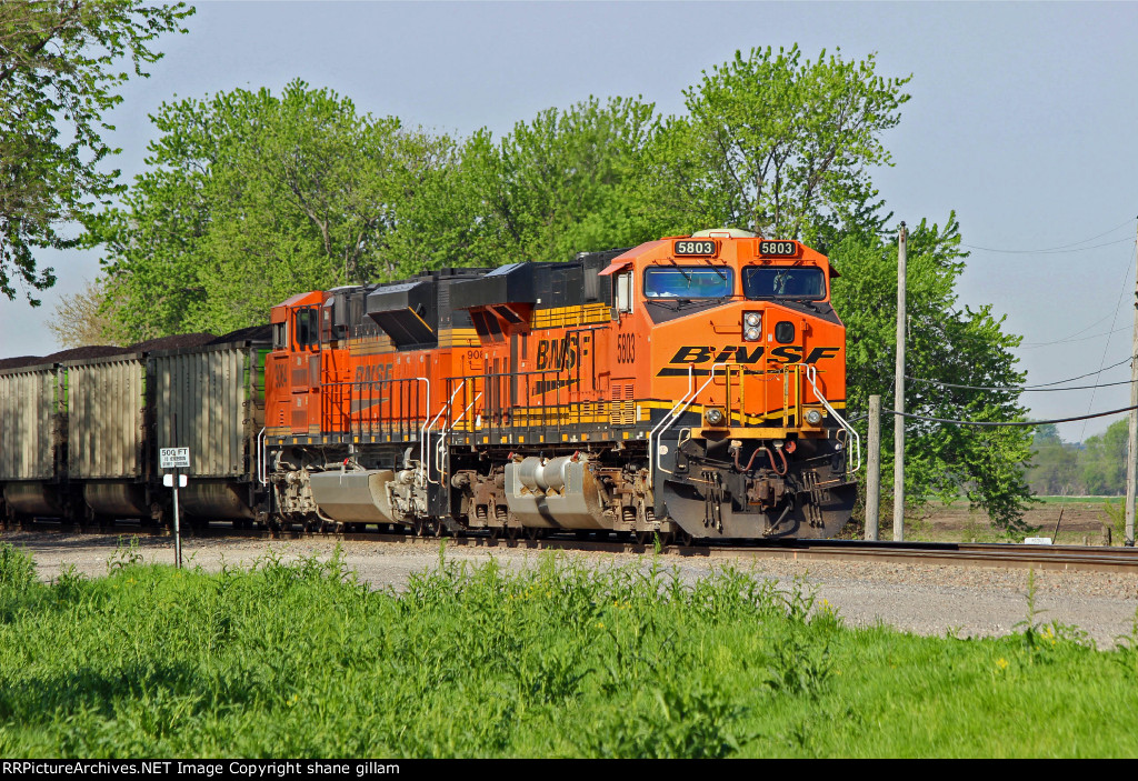 BNSF 5803 Sits tied down on the Main.